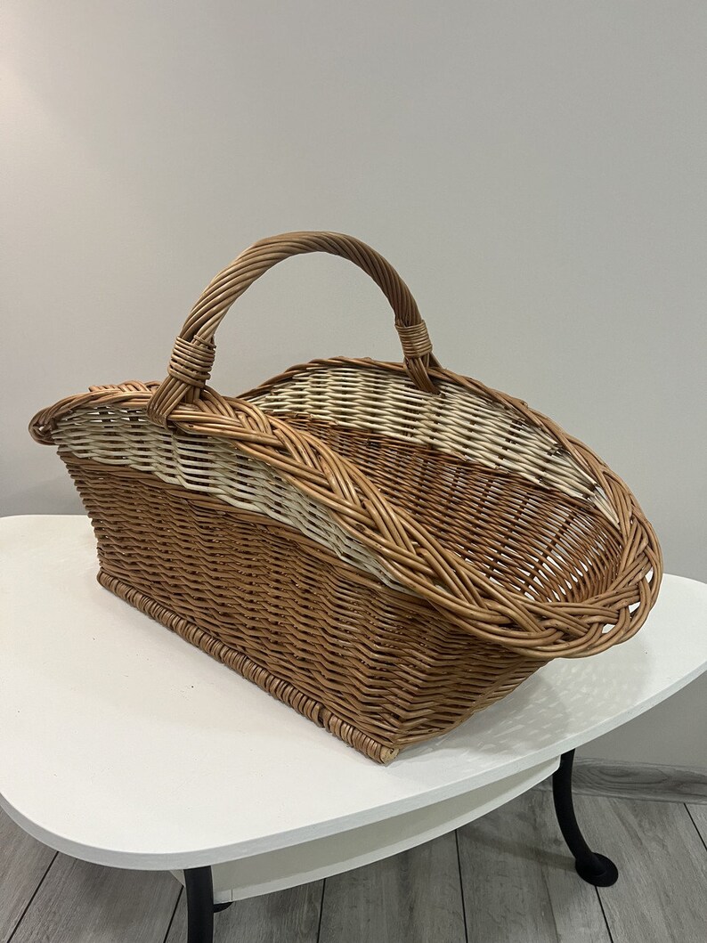 Wicker Basket Natural Log Carrier Firewood Storage Fireplace Decor ...