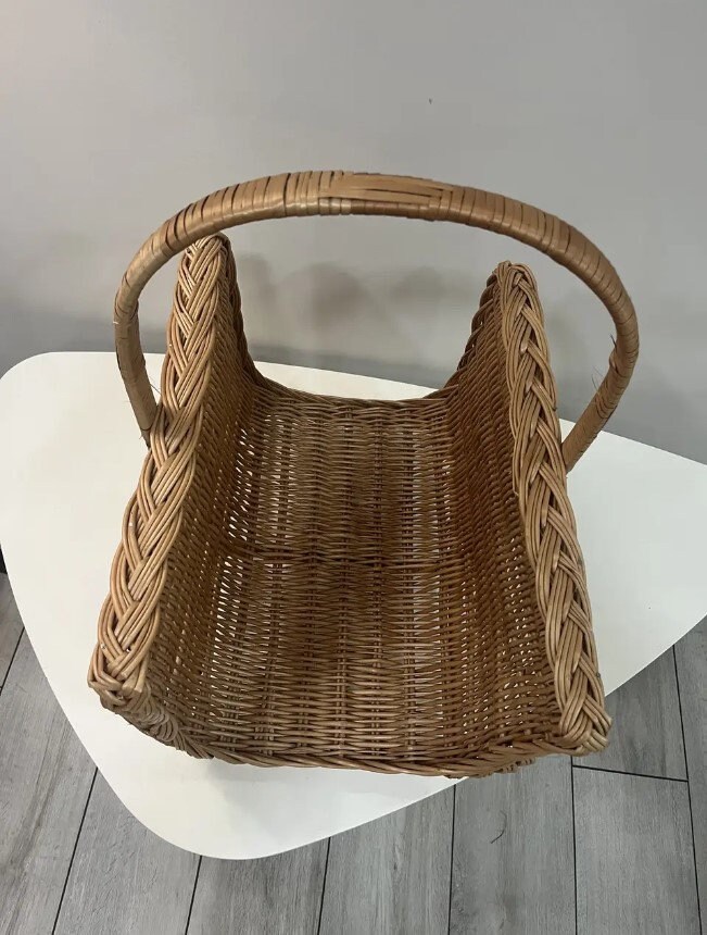 Natural Wicker Log Carrier Firewood Holder Indoor Fireplace Decor Log ...