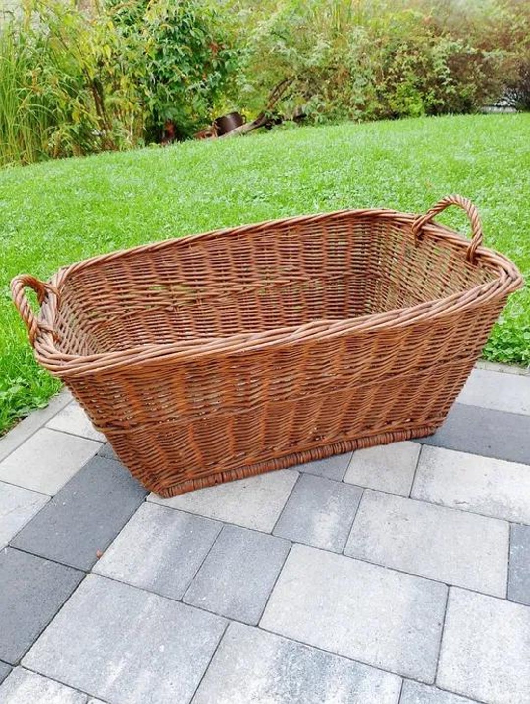 Natural Rustic Farmer Basket Handmade Willow Wicker Basket Ecofriendly ...