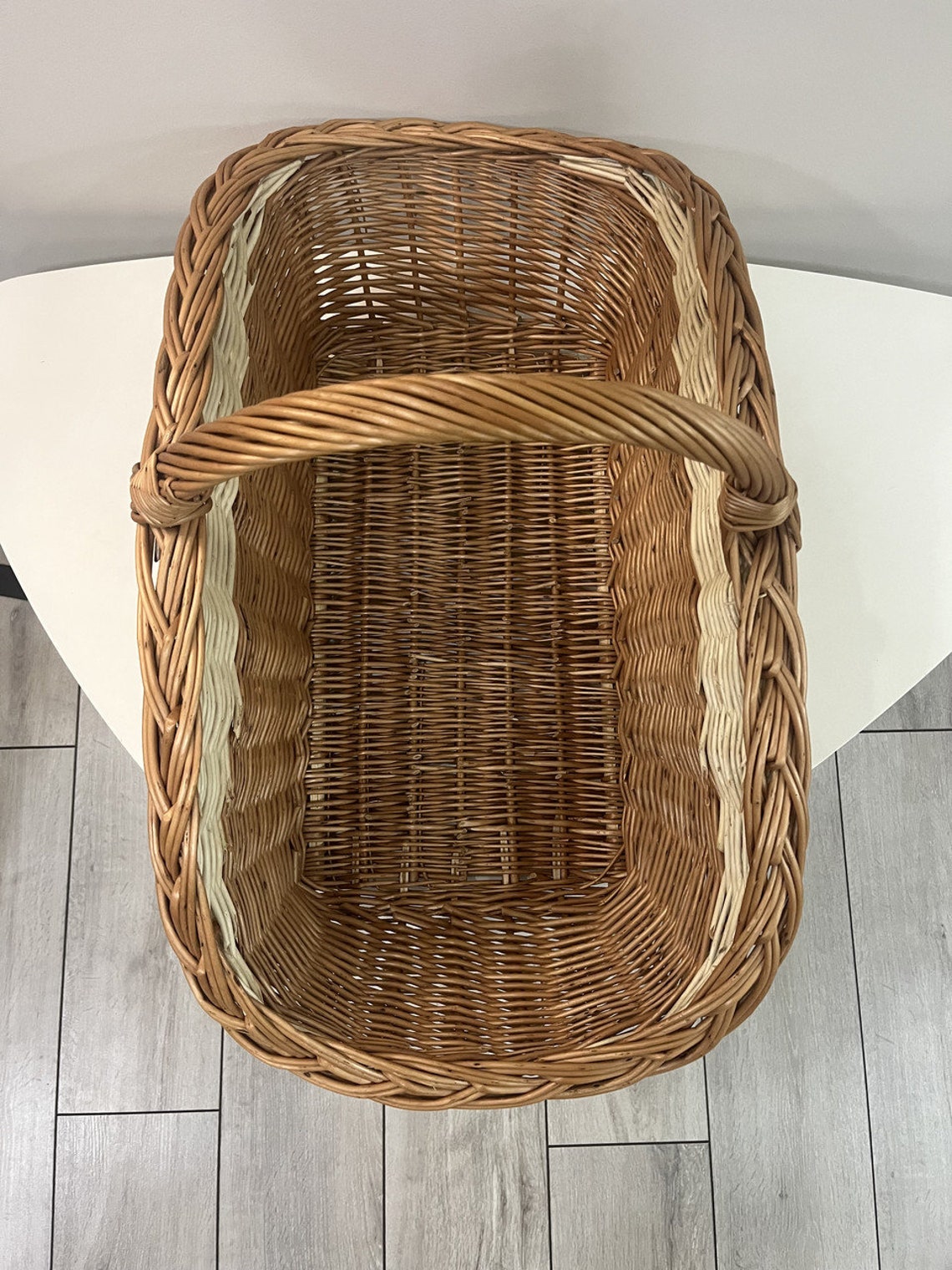 Wicker Basket Natural Log Carrier Firewood Storage Fireplace Decor ...