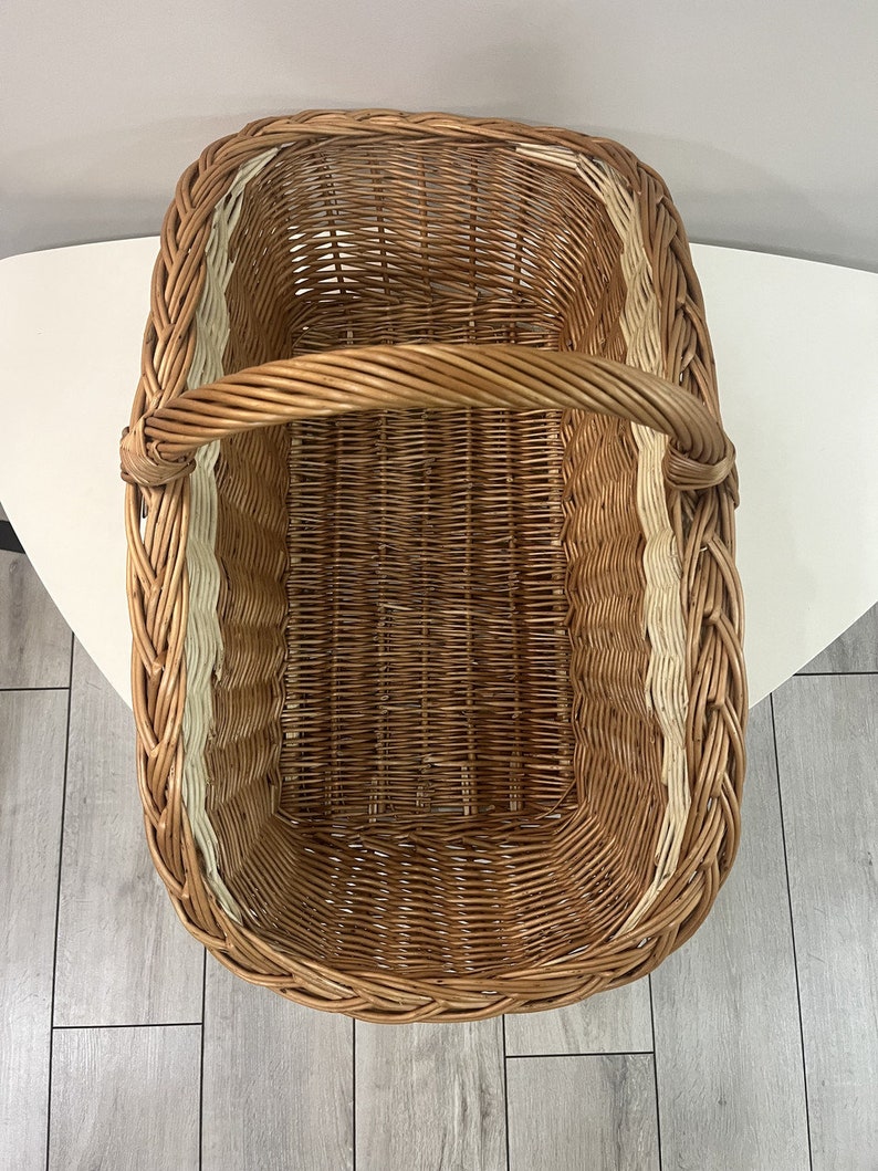 Wicker Basket Natural Log Carrier Firewood Storage Fireplace Decor ...