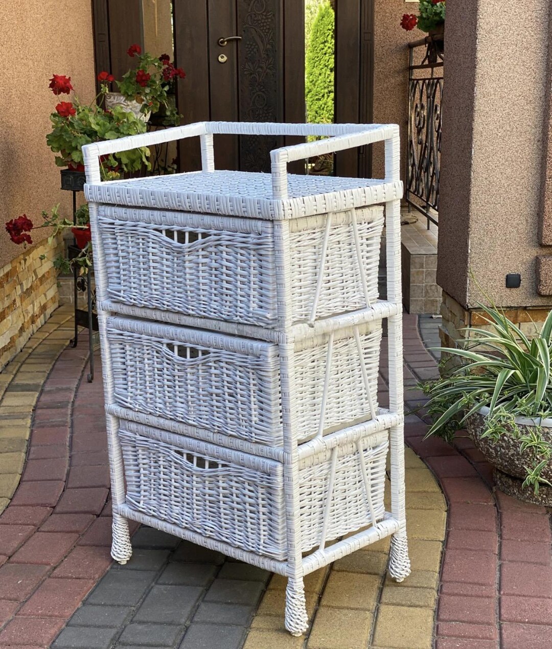 White Wicker Chest of Drawers Handmade Dresser Eco-friendly Rustic ...