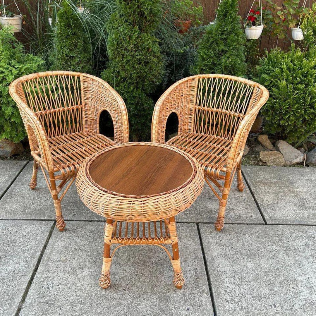 Handmade Garden Wicker Chair Natural Rustic Chair Boho Furniture Seat ...