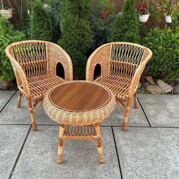 Handmade Garden Wicker Chair Natural Rustic Chair Boho Furniture Seat Patio Ecofriendly Bar Stool Rattan Accent Chair Patio Furniture Etsy