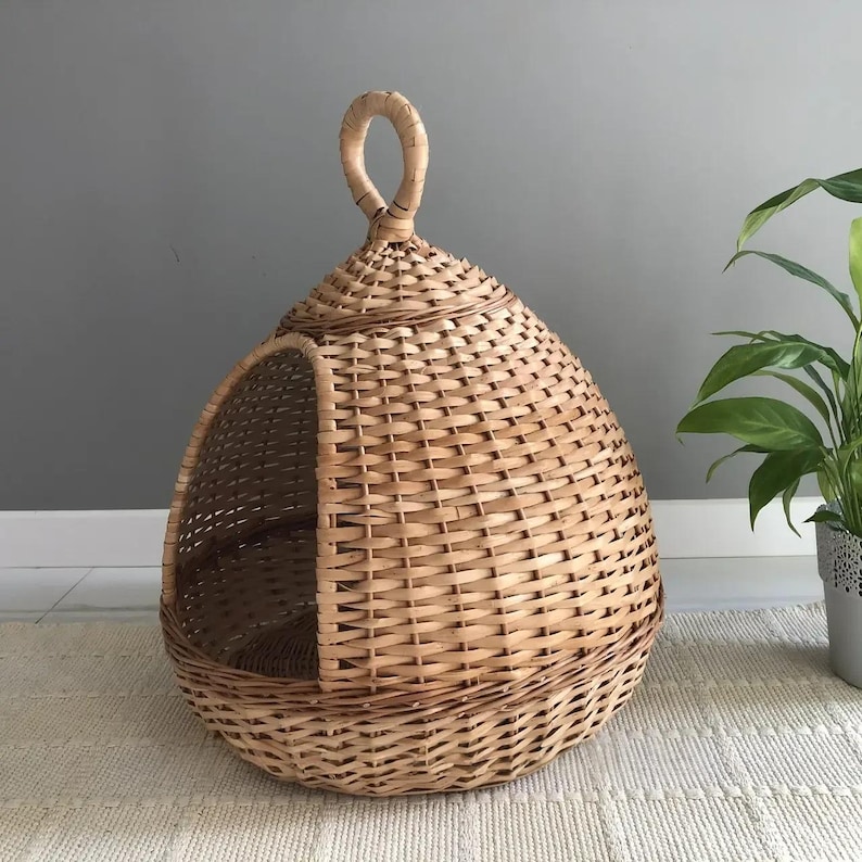 Ecofriendly Wicker Pet Carrier Handmade Pet Storage Basket Natural ...
