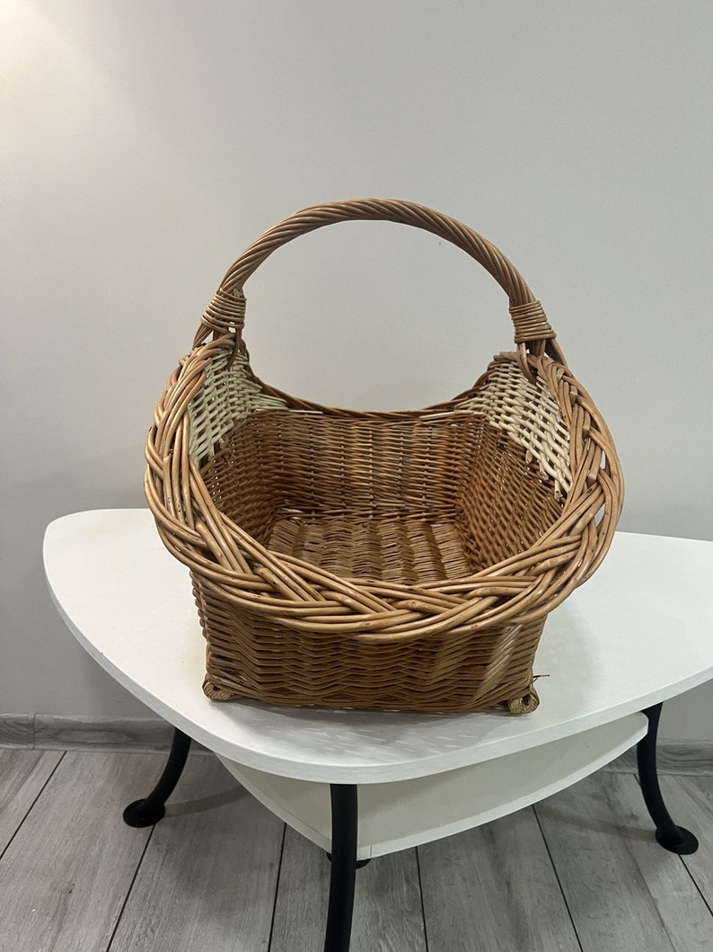 Wicker Basket Natural Log Carrier Firewood Storage Fireplace Decor ...