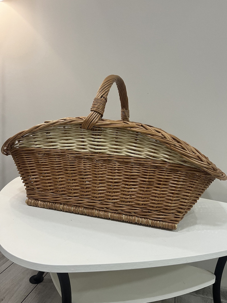 Wicker Basket Natural Log Carrier Firewood Storage Fireplace Decor ...