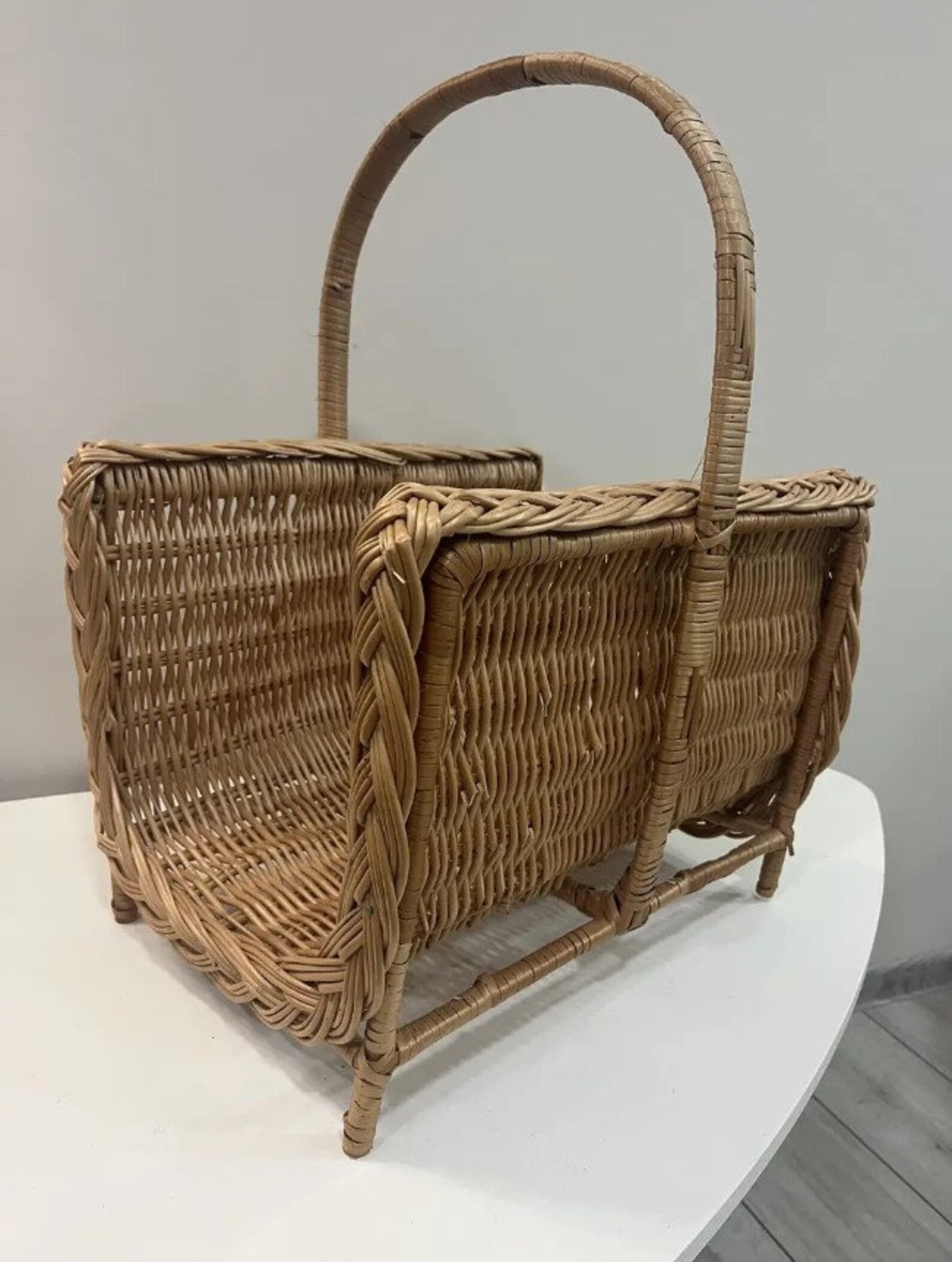 Natural Wicker Log Carrier Firewood Holder Indoor Fireplace Decor Log ...