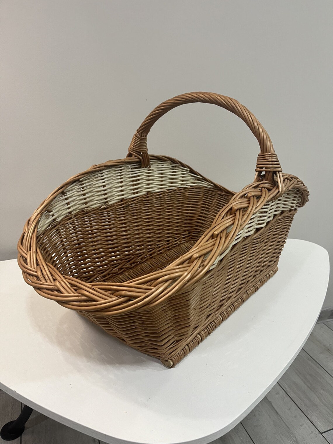 Wicker Basket Natural Log Carrier Firewood Storage Fireplace Decor ...