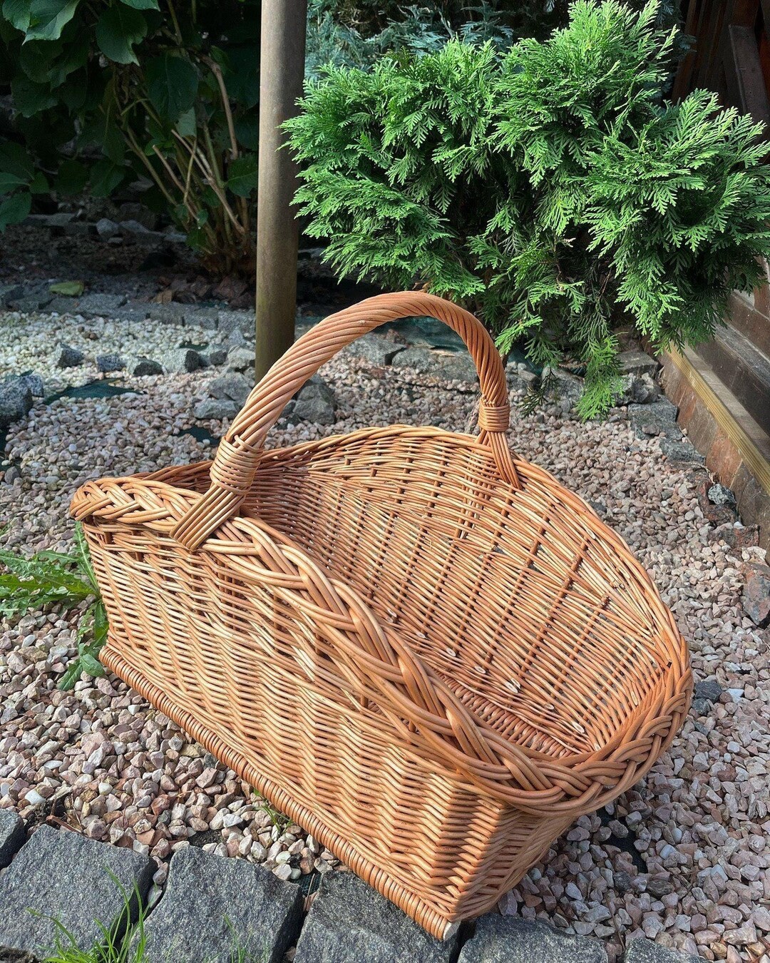 Handmade Wicker Firewood Basket With Handle Natural Wicker Log Carrier ...