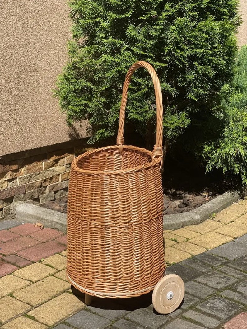 Wicker Trolley Basket Baby Doll Carriage Handmade Rattan Trolley Gift ...