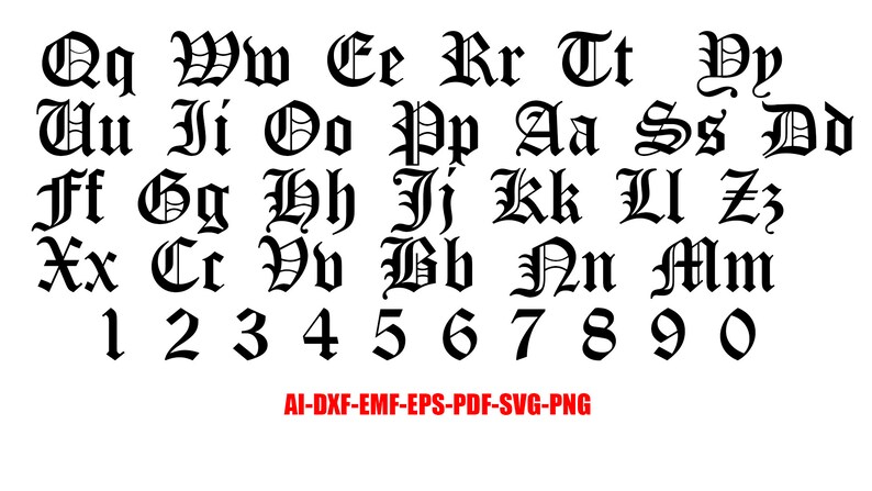 Old English Font , Clipart ,files for Cricut , Old English Font Svg ...