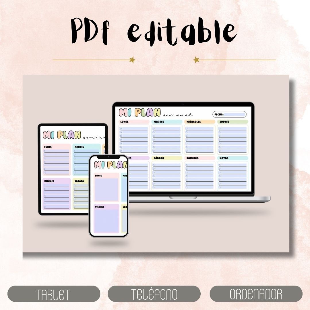 Undated Weekly Planner Agenda Printable and Editable Pdf - Etsy