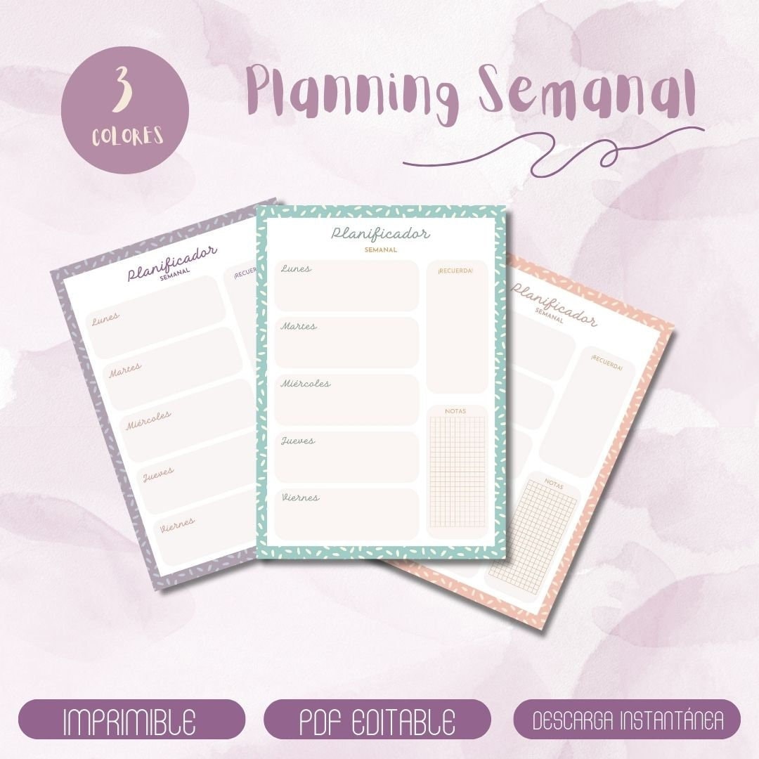 Editable and Printable Digital Weekly Planner. Undated Digital Agenda ...