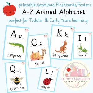 A-Z Animal Alphabet Posters - Phonics Learning Flashcards With Bright ...