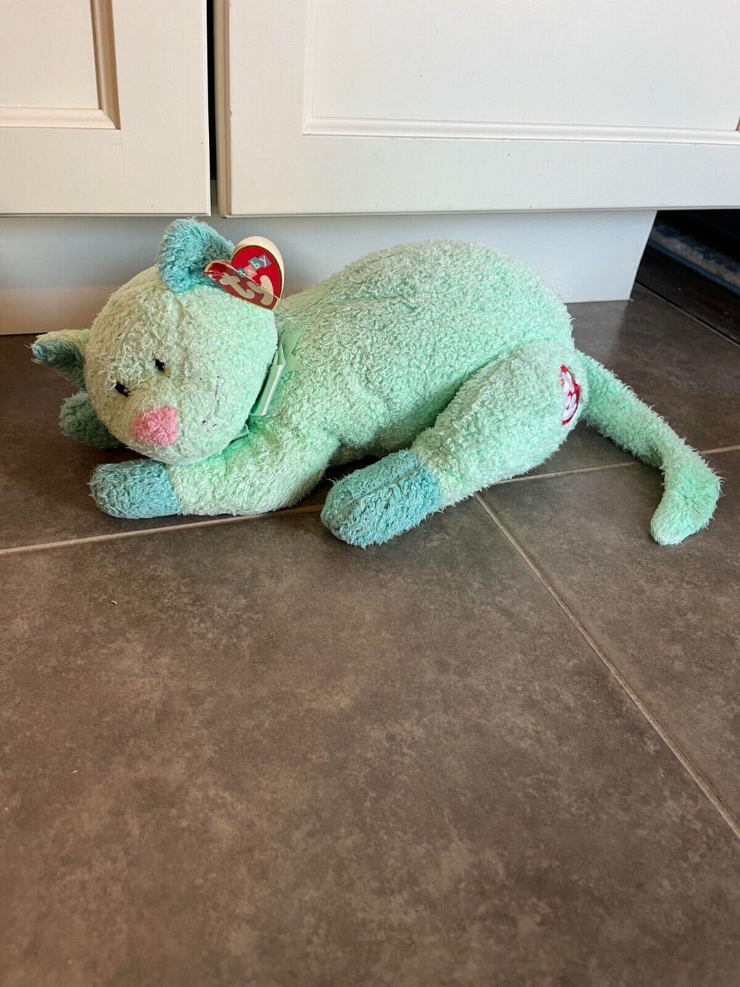Ty Kitty Baby Cat Baby Plush Mint Green Tylon Rattle Stuffed - Etsy