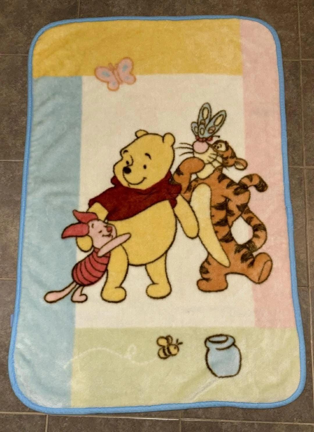Winnie the Pooh Piglet Tigger Blanket Plush Velour Crown Craft Disney ...