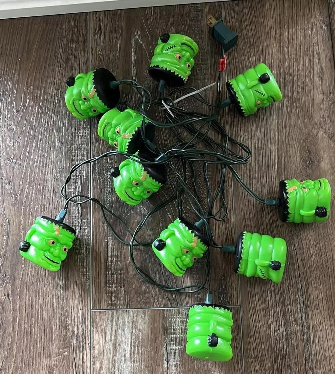 Vintage 1996 Frankenstein Head String Lights Halloween Decor Pumpkin ...