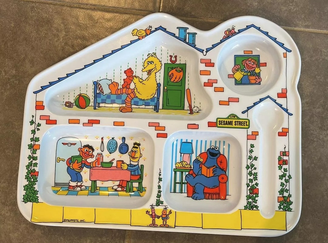 Vintage Sesame Street Divided Dinner Plate Tray Children's Kids 90's by ...