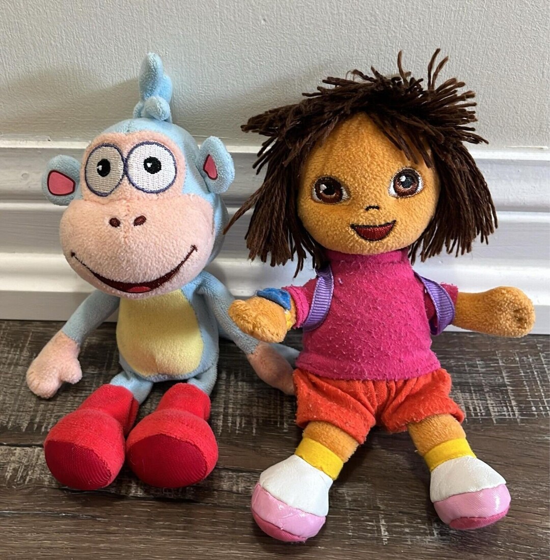 TY Dora the Explorer and Boots 8 Plush Stuffed Animal Beanie Baby READ ...