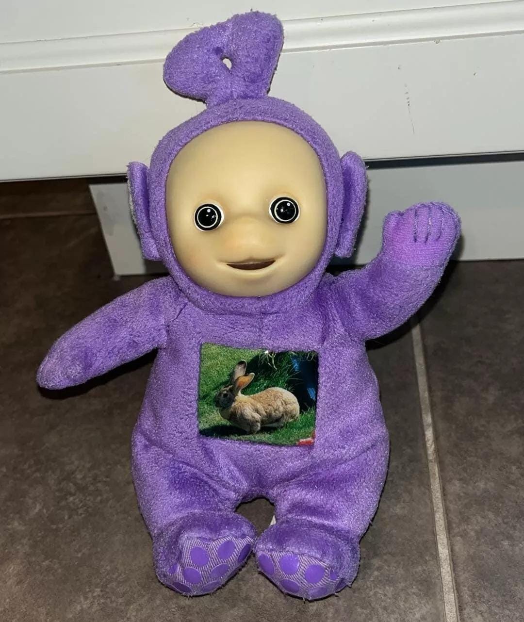 2003 Purple Teletubbies Tinky Winky Bunny Rabbit on Belly Ragdoll Plush ...
