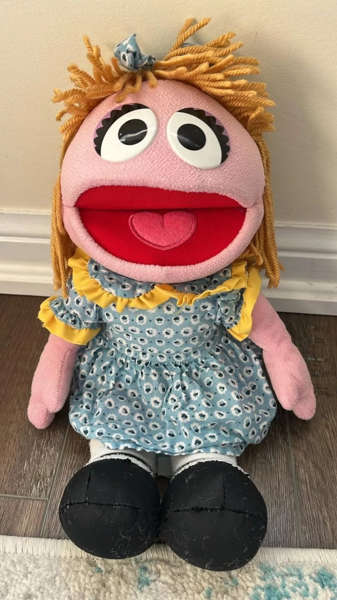 Sesame Street Place Prairie Dawn 11.5 Plush Doll Yellow Trim Floral ...