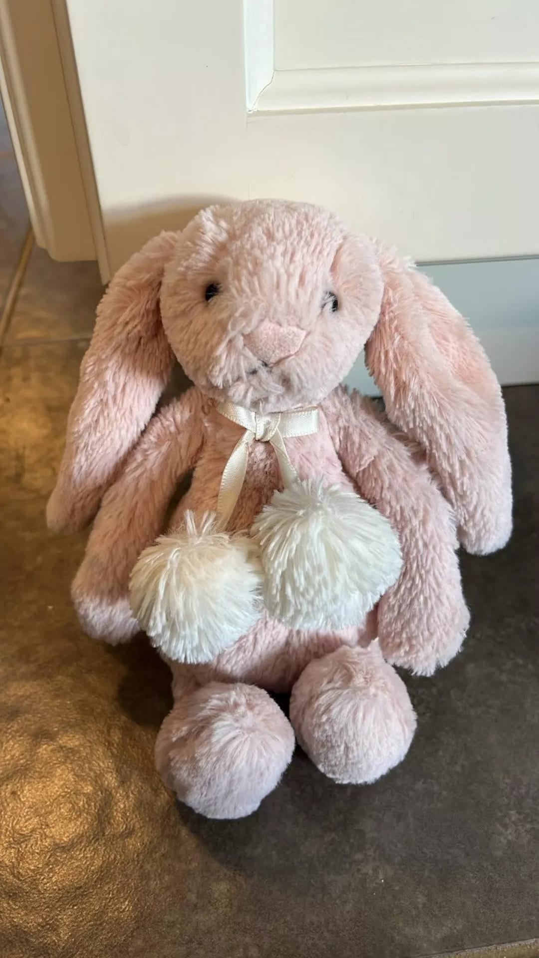 Jellycat Pink Snow Bunny Plush Fur Coat Jacket Pom Balls Small Doll ...