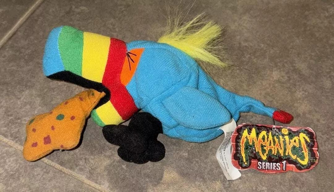 Vintage 1997 Meanies Series 1 Hurley the Toucan 5" Mini Bean Bag Plush ...