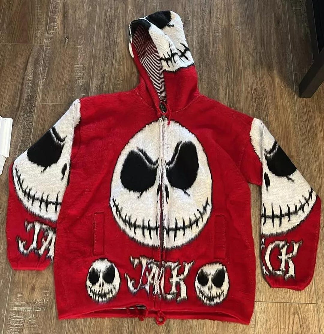 1990s Jack Skellington Sweater Jacket Halloween Spooky Tejidos ...