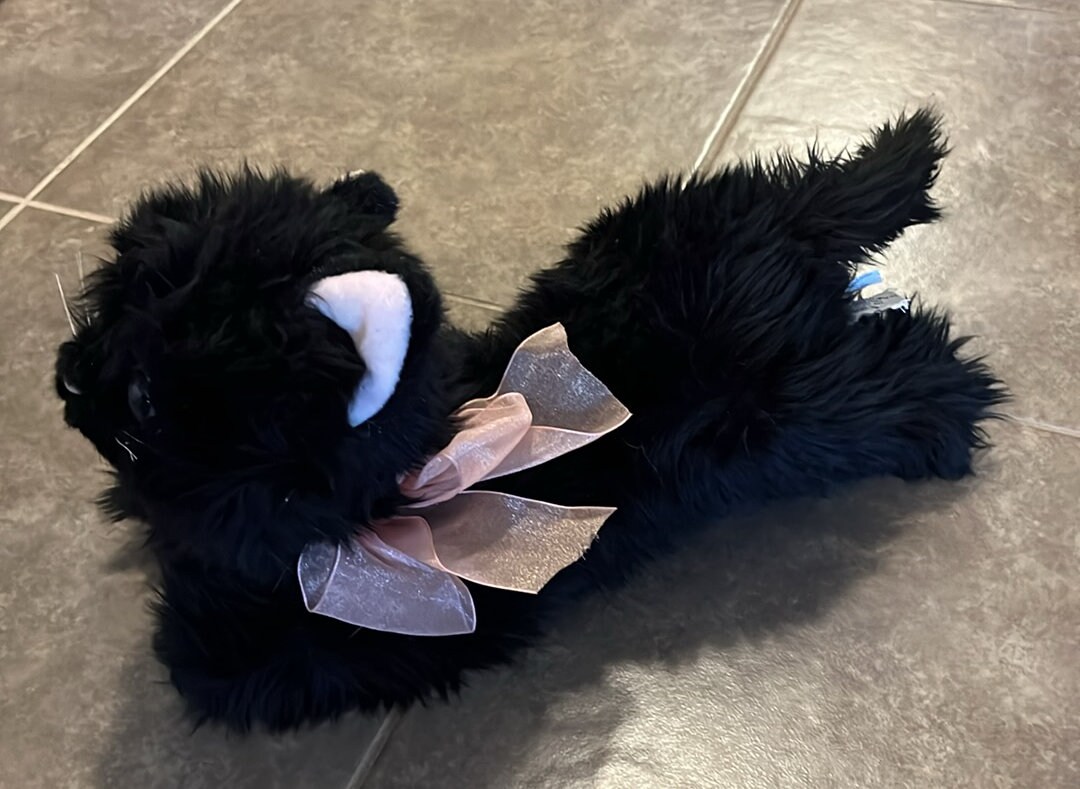 Vintage Russ Berrie Black Cat Plush Fritzie Pink Bow 12 Inches - Etsy