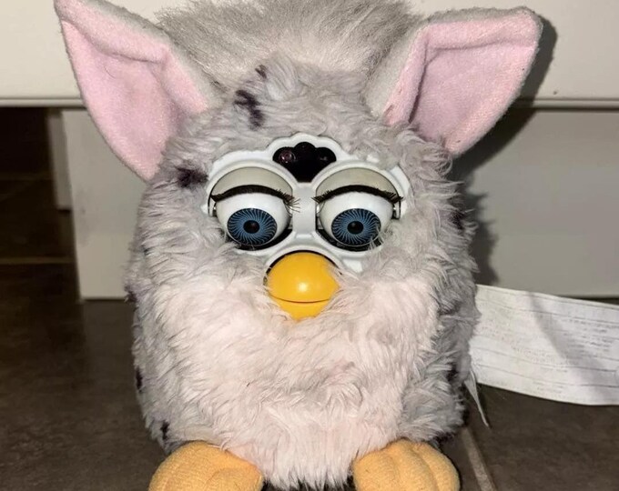 Vintage Furby 1998 Gray Spotted Pink Tummy Blue Eyes Not Working ...