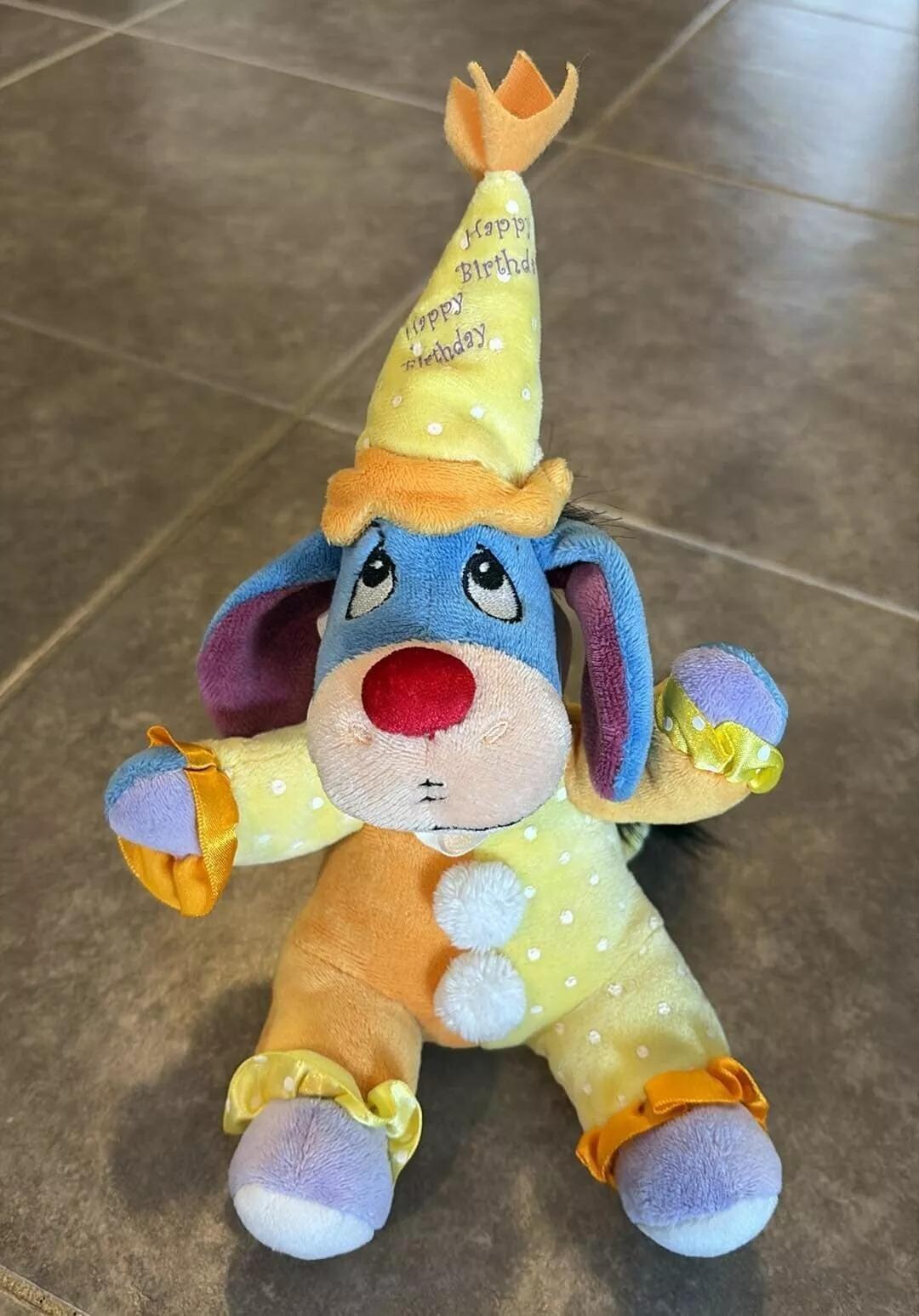 Disney Winnie the Pooh Eeyore Clown Happy Birthday Plush 8" - Etsy