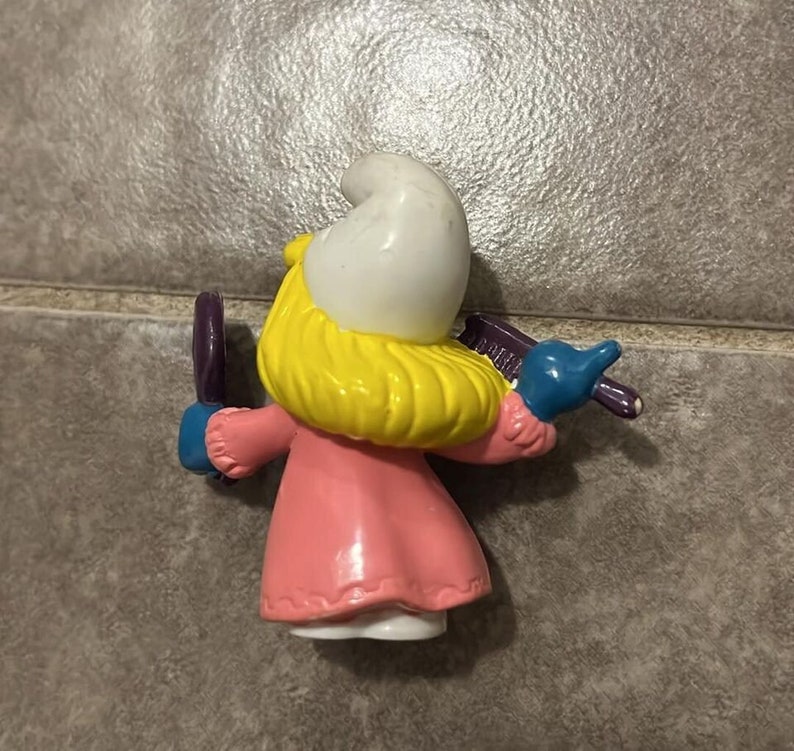 1983 Smurfs Comb Mirror Smurfette Pink Gown Smurf Figure Schleich ...
