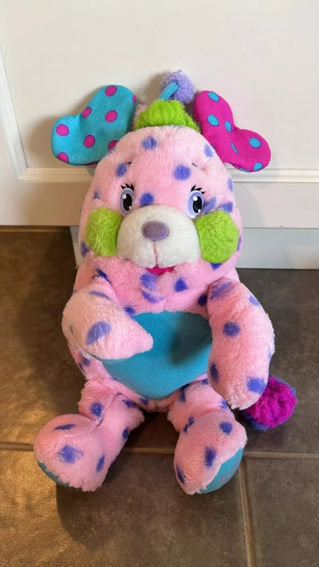 Vintage 2001 Popples Polka-dottie Pink Purple Polka Dots Stuffed Plush ...
