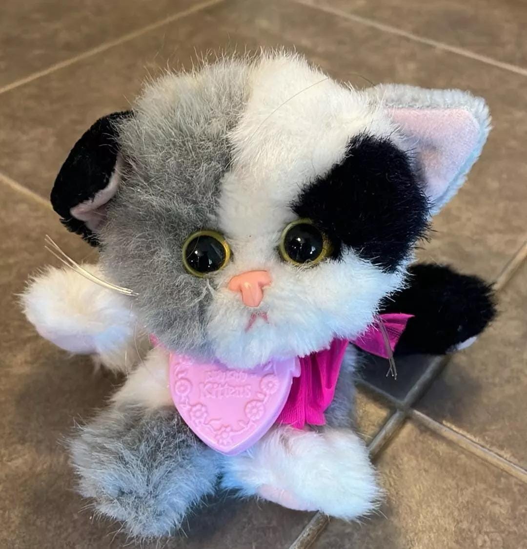 1992 Tyco Kitty Kitty Kittens Gray Black White Purring Cat Plush - Etsy