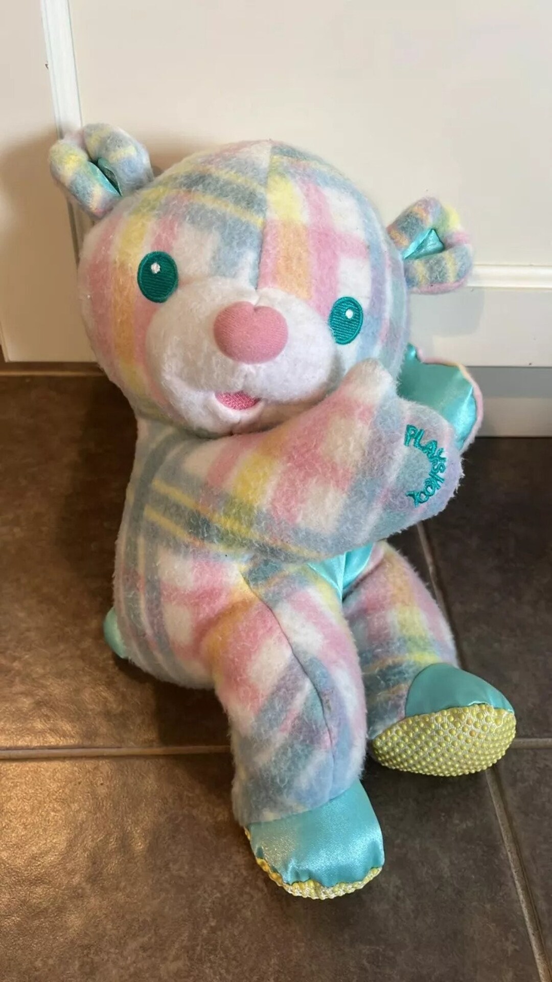 Vintage 1996 Playskool Snuzzles Bear Thumb Sucking Plaid Fleece ...