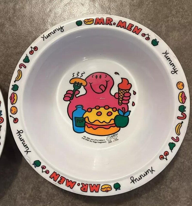 Vintage 1996 Mr. Men Mr Yummy Bowl Kids Snack Melamine 2 Included - Etsy
