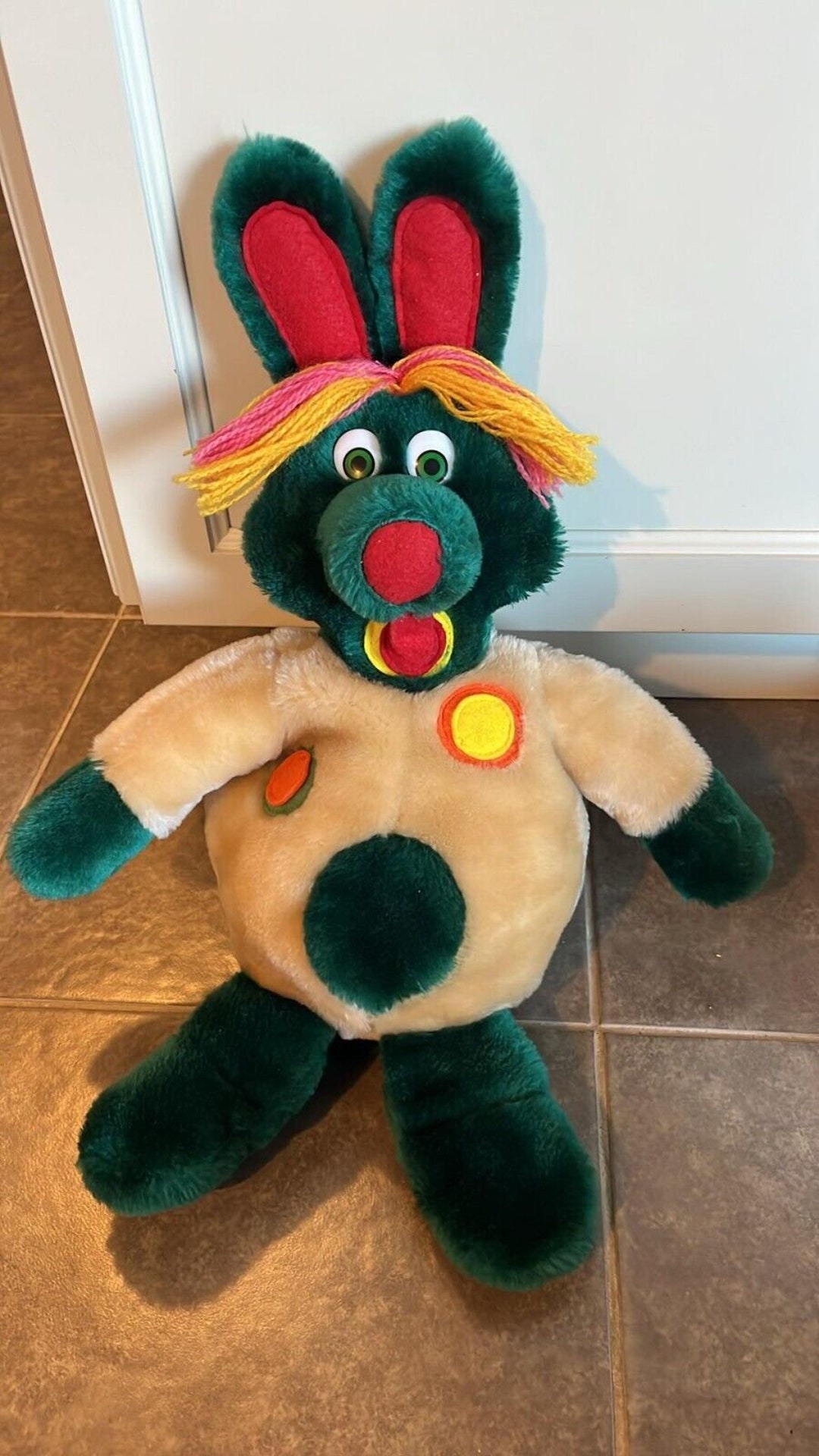 Vintage 1990 TVO 18" Polka Dot Door Polkaroo Hand Puppet Plush Hard to ...