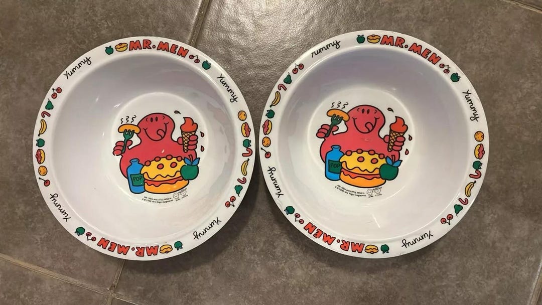 Vintage 1996 Mr. Men Mr Yummy Bowl Kids Snack Melamine 2 Included - Etsy