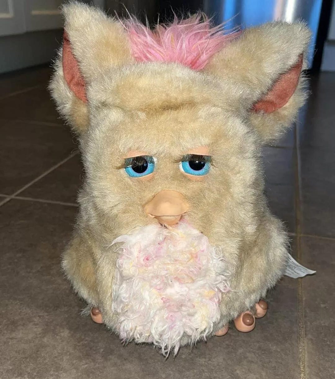 Hasbro Furby Vintage Emoto Tronic Beige Sand Fur Pink Hair NOT WORKING ...