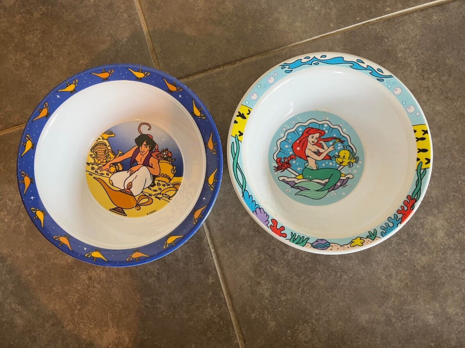Vintage Disney La Sirenita y Aladdin Melamine Bowls - Etsy España