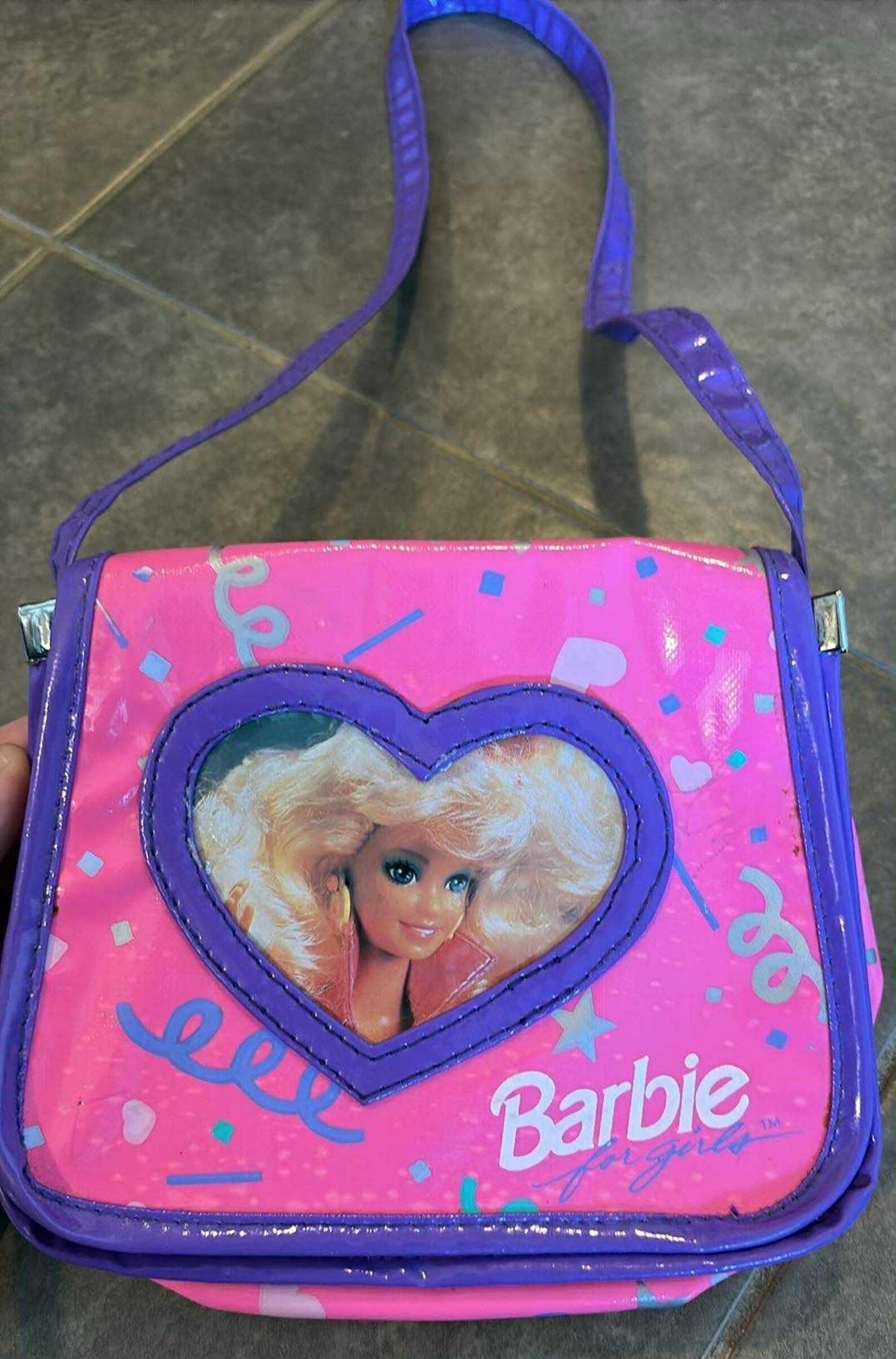 Vintage Mattel Barbie Pyramid Handbags Pink Purple Confetti Bag Purse ...