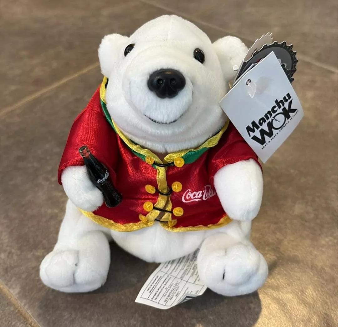 1998 Vintage Manchu Wok Coca Cola Mascot Polar Bear Stuffed Animal ...