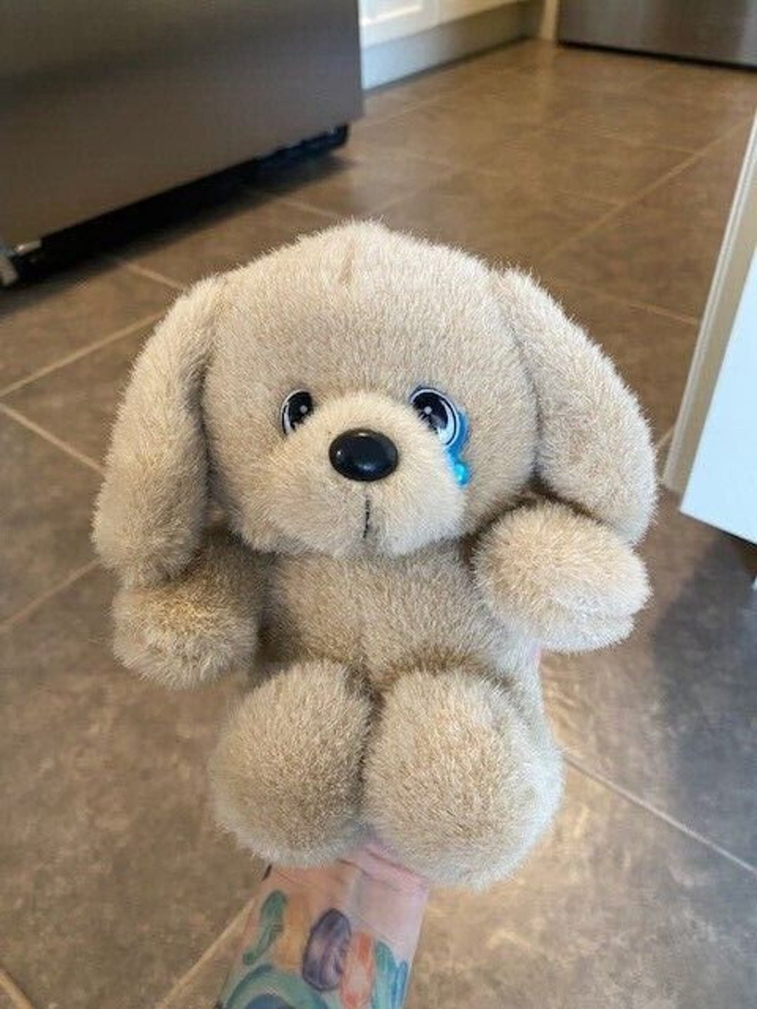 Vintage 1988 Dan-dee Stuffed Animal Sad Crying Plush Puppy Brown Dog ...