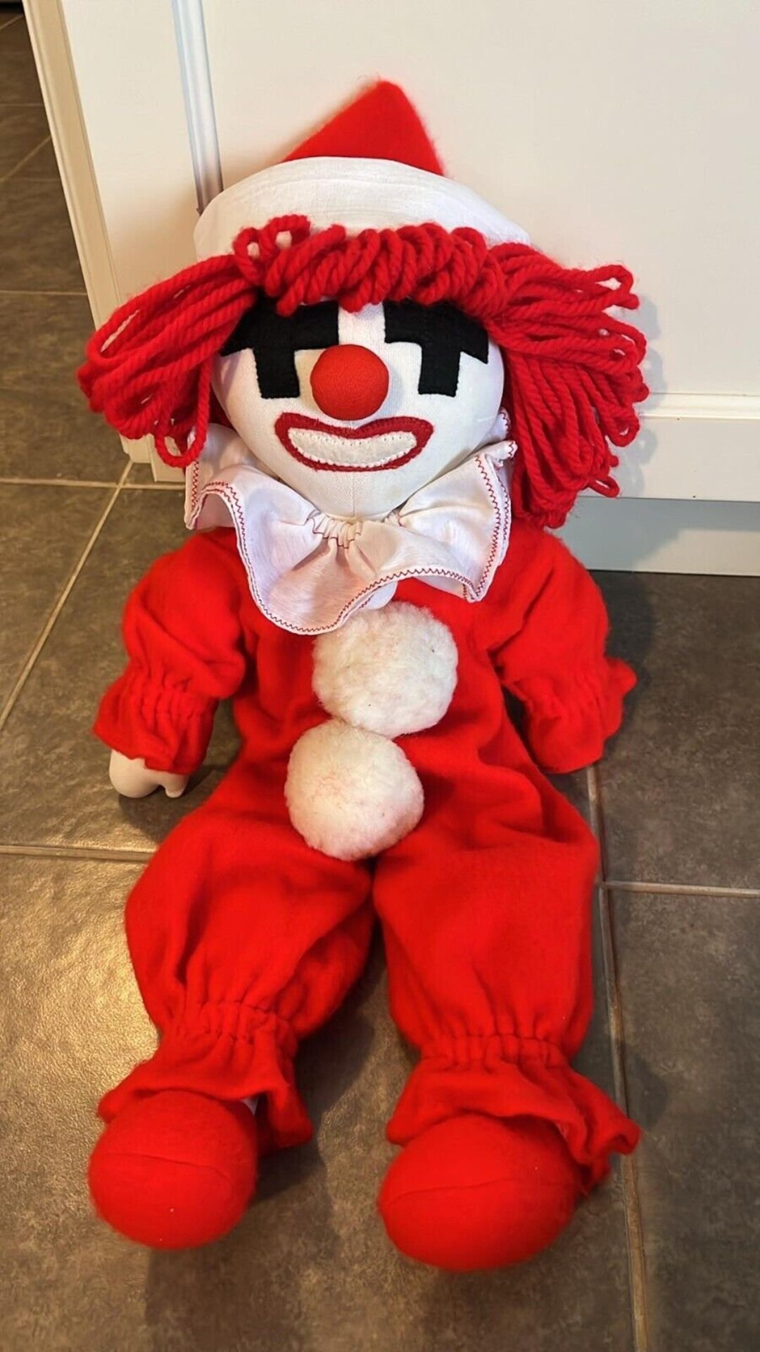 Vintage Clown Rag Doll Stuffed Red Outfit Red Yarn Hair 20 - Etsy