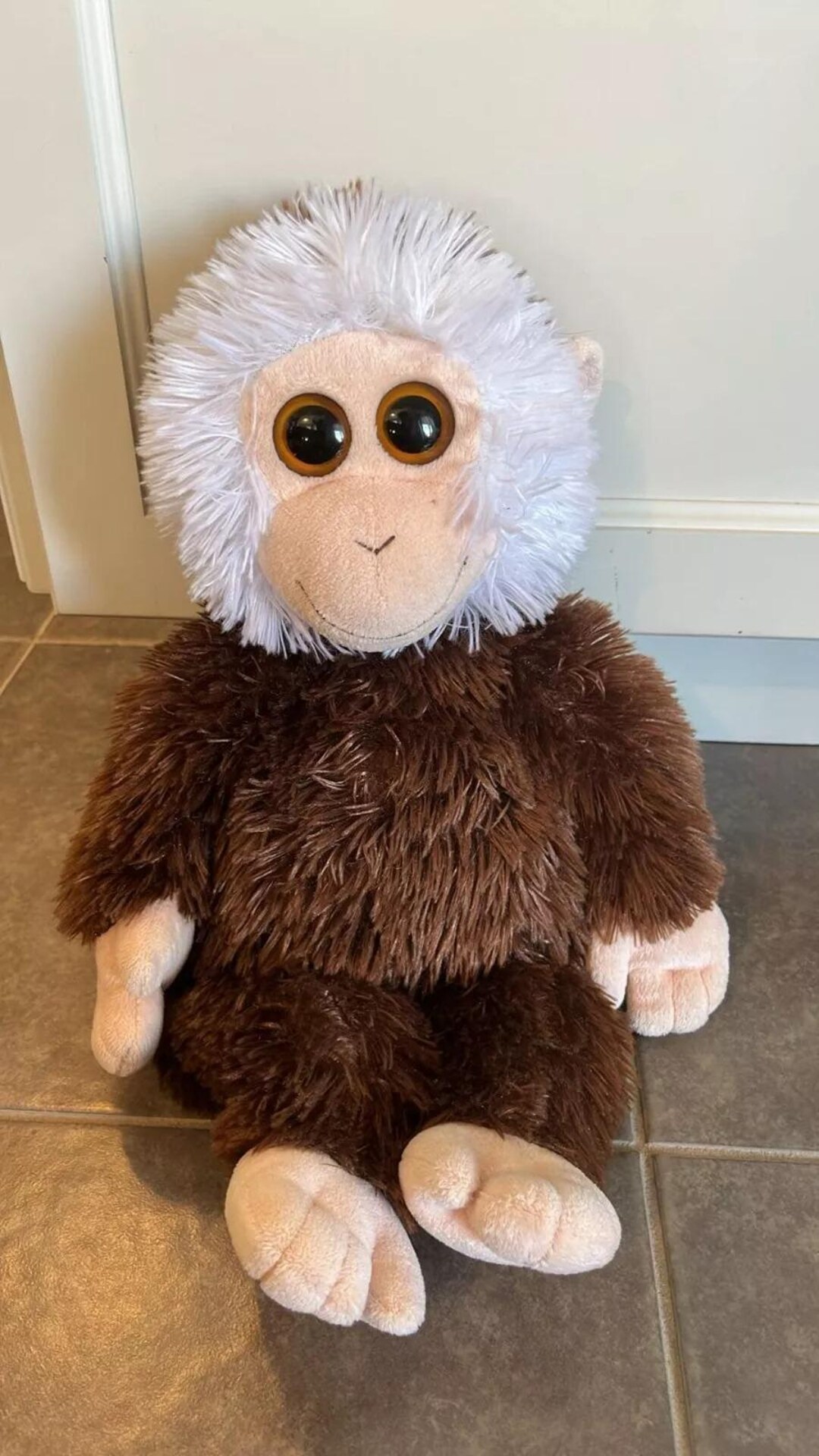 Ty Classic Dexter Monkey Plush Big Eyes White Brown 15 - Etsy