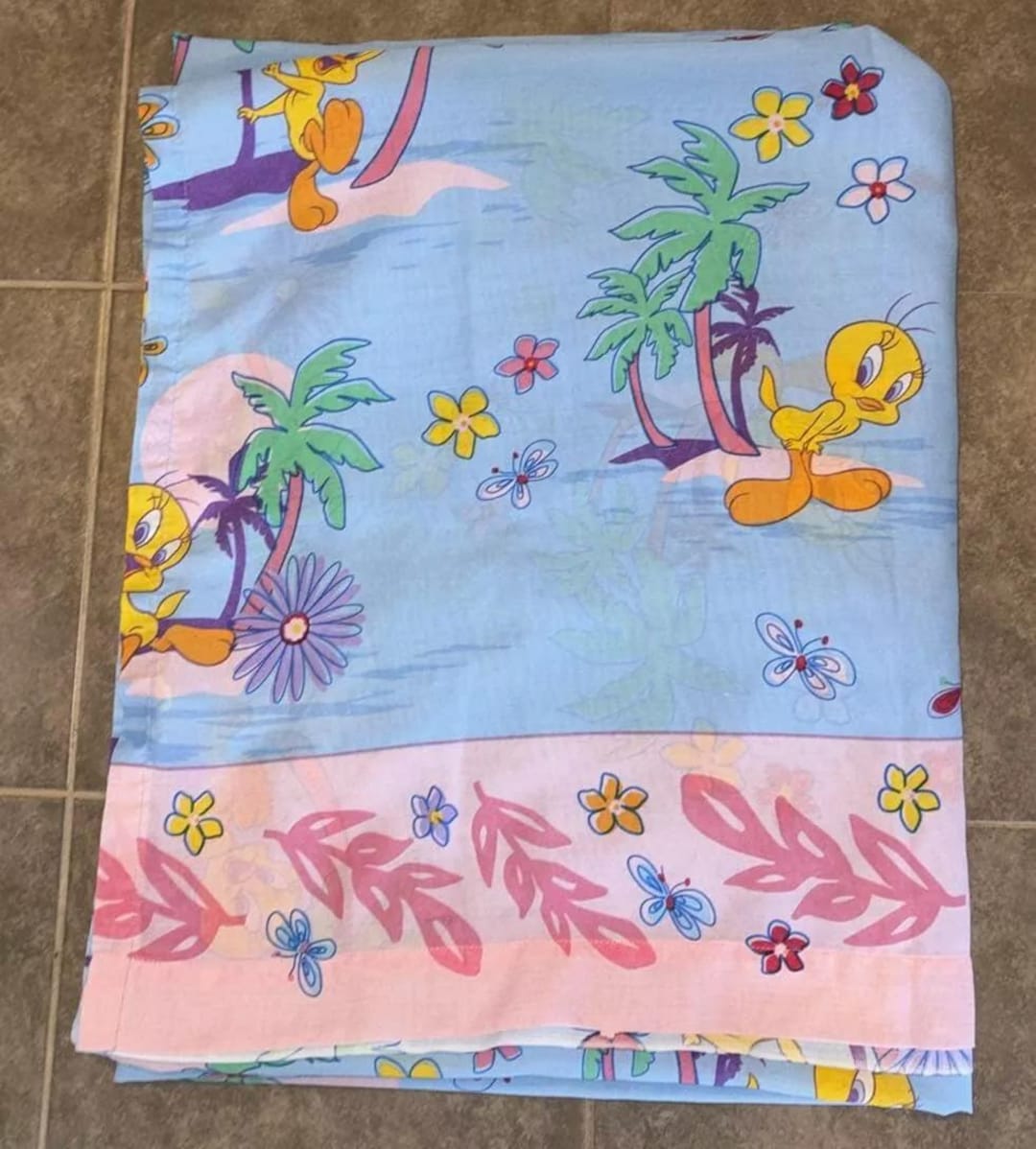 Vintage Dan River 90s Tweety Bird Beach Vacation Full Flat Sheet - Etsy