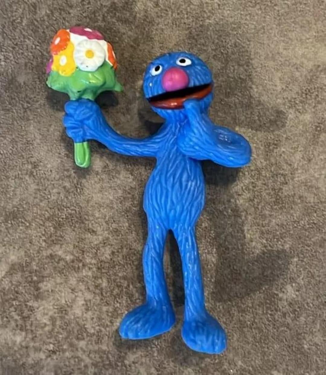 Applause Muppets Sesame Street Grover Holding Flowers PVC Figure - Etsy