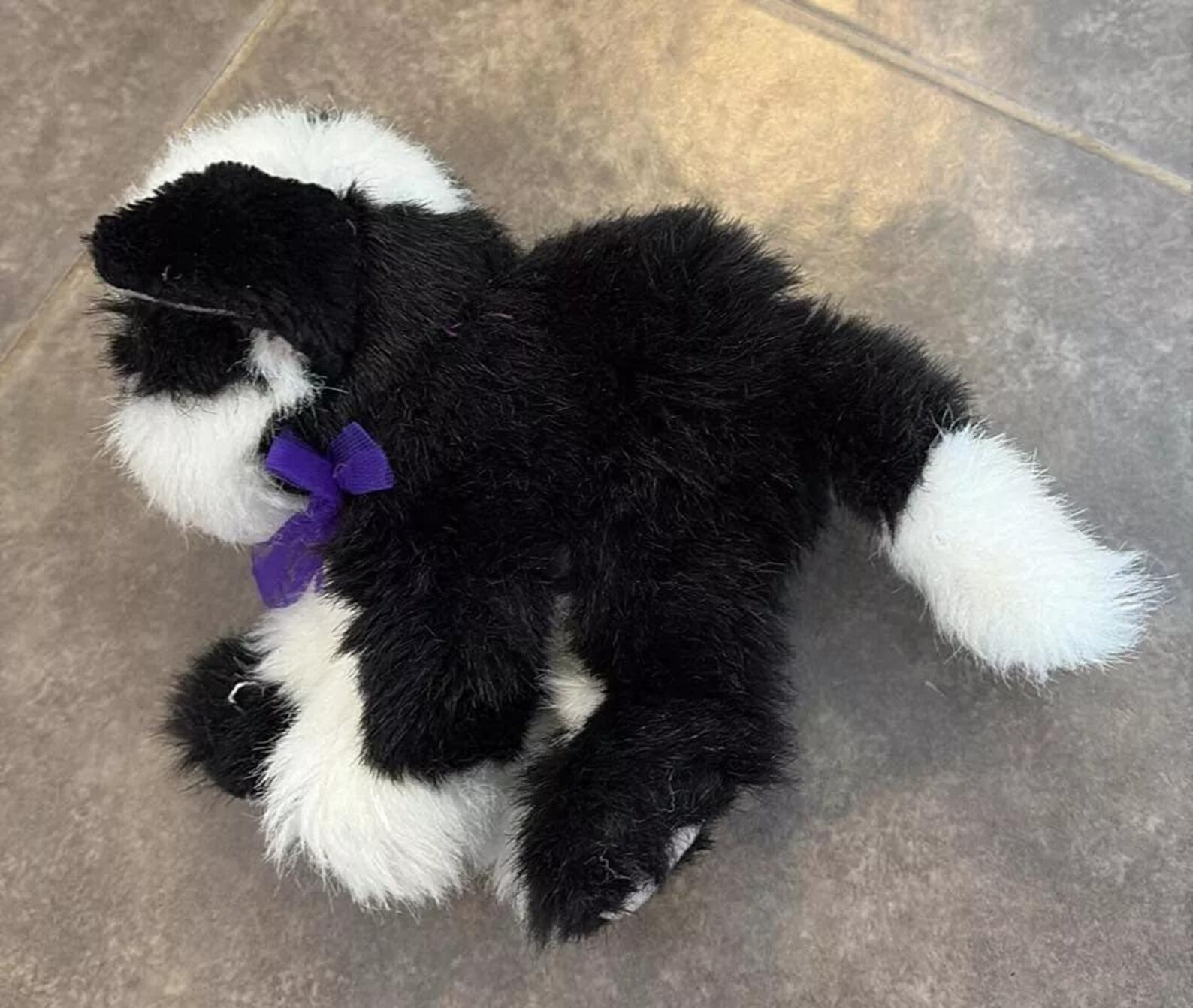 1992 Tyco Kitty Kitty Kittens Baby Kitten Black & White Purring Plush ...