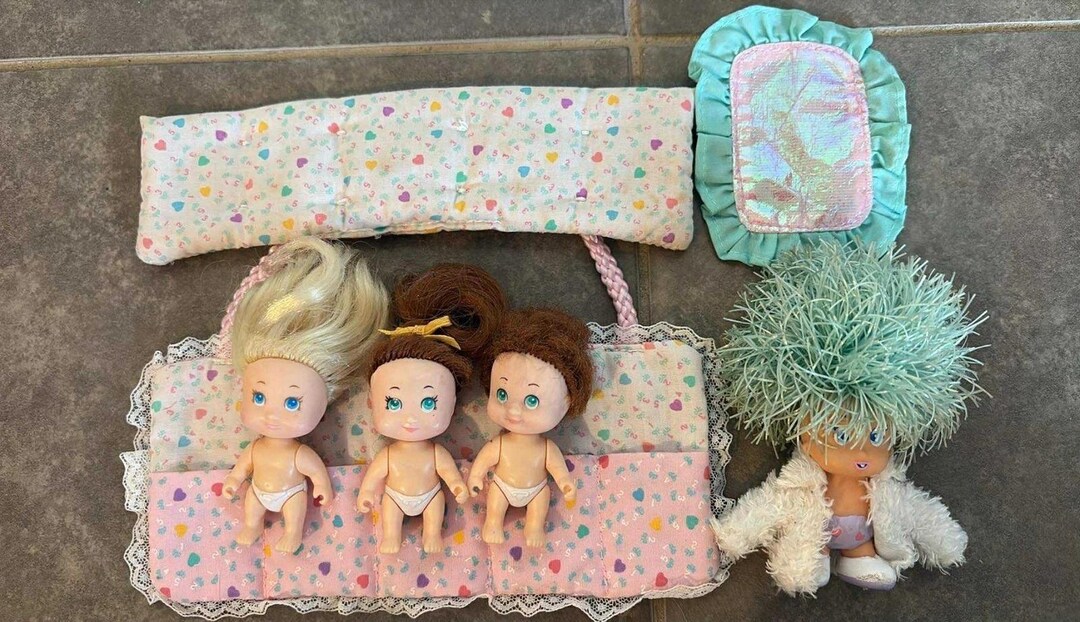 Vintage 1990 Tyco Quints 3 Dolls Sleeping Bag With KOOSHIE KOOS Koosh ...